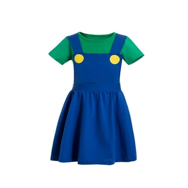 Princess Mario Costume for Girls,Super Brothers Cosplay Halloween Party ...