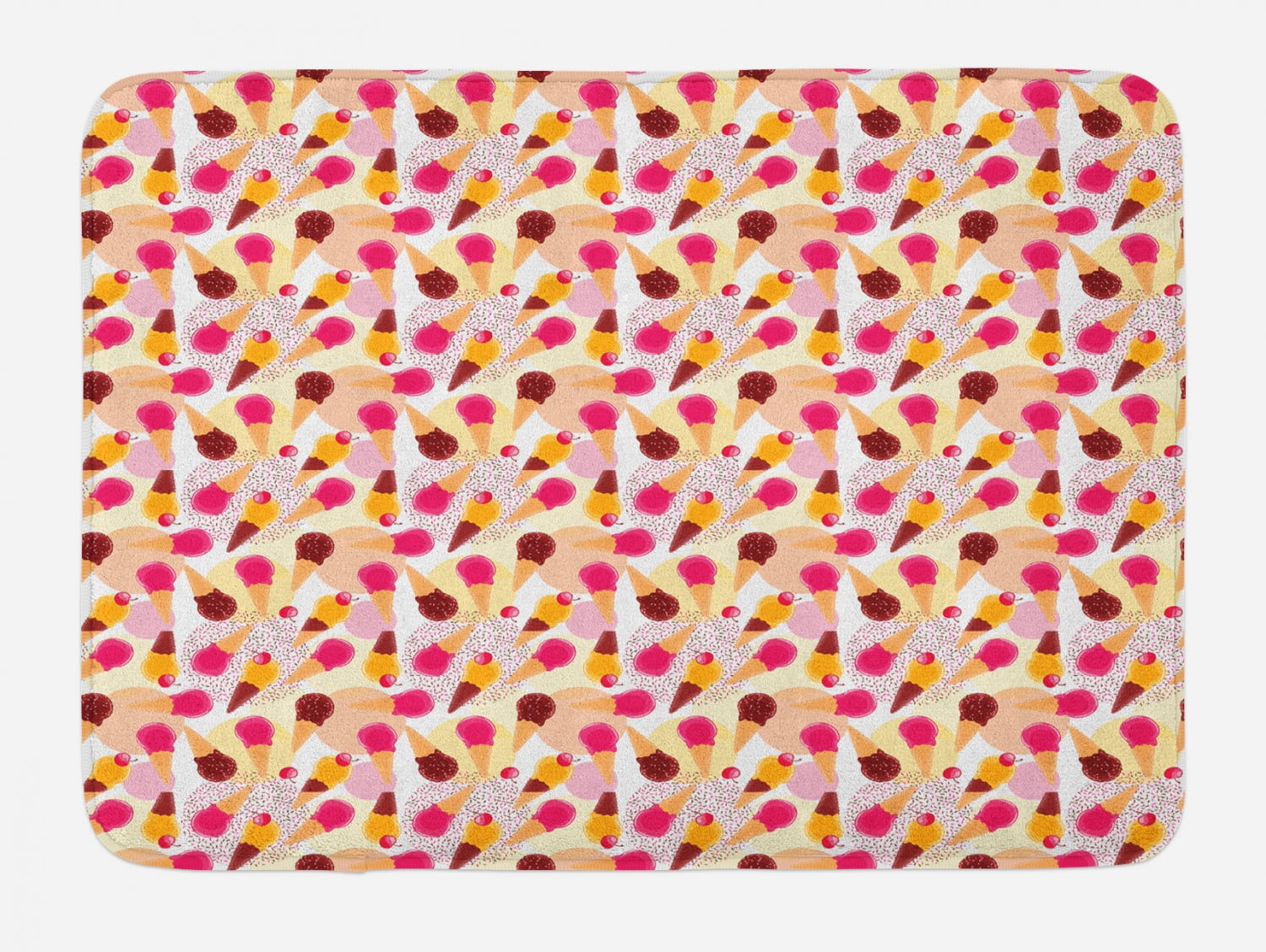 Ice Cream Bath Mat, Sweet Taste of Summer Theme Chocolate and Fruity ...