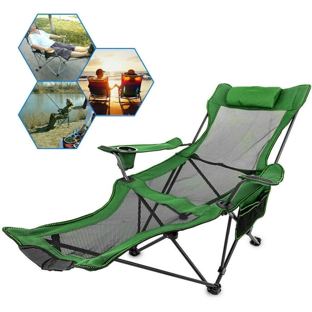 Camping Lounge Chair, Portable Camping Chair with Footrest, Folding ...