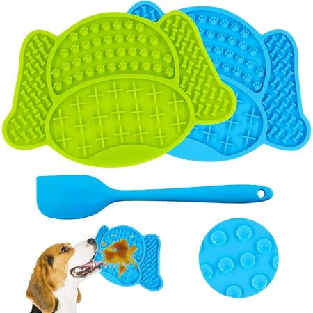 Xizioo Dog Lick Mat, 2 PCS Dog Lick Mat with Powerful Suction Cups Silicone Lick Mat, Pet Lick ...