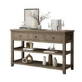 Ktaxon 3-Tier Wooden Console Table, 3 Drawers, Shelves, Retro Gray ...