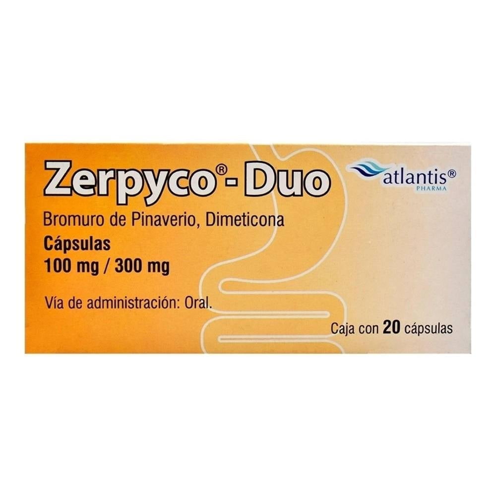 Zerpyco Duo Bromuro de Pinaverio 100 mg, Dimeticona 300 mg 20 cápsulas ...
