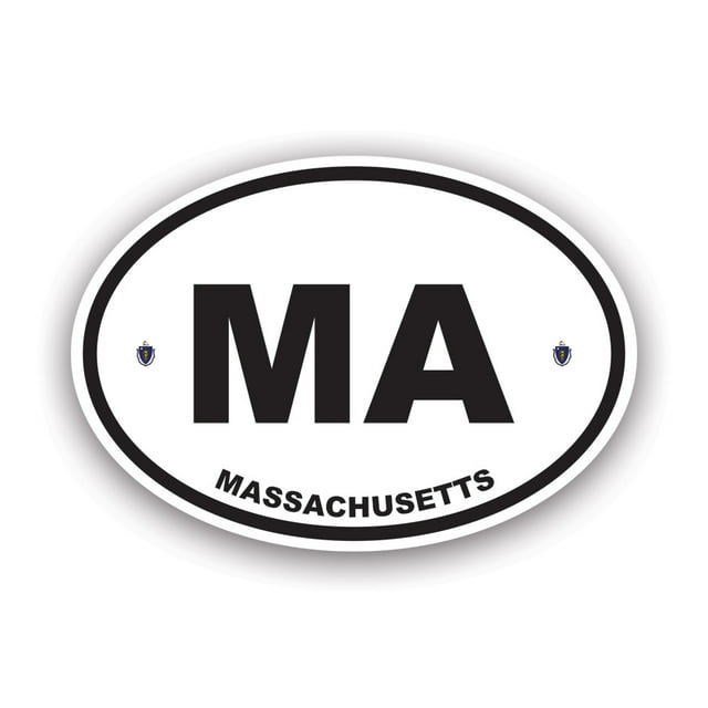 Massachusetts Flag Oval Sticker Decal - Self Adhesive Vinyl ...