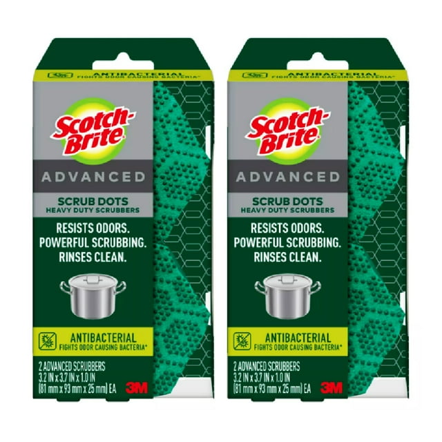 Scotch Brite Heavy Duty Advanced Scrubbers Hexagon Scrub Dots Green 2 ...