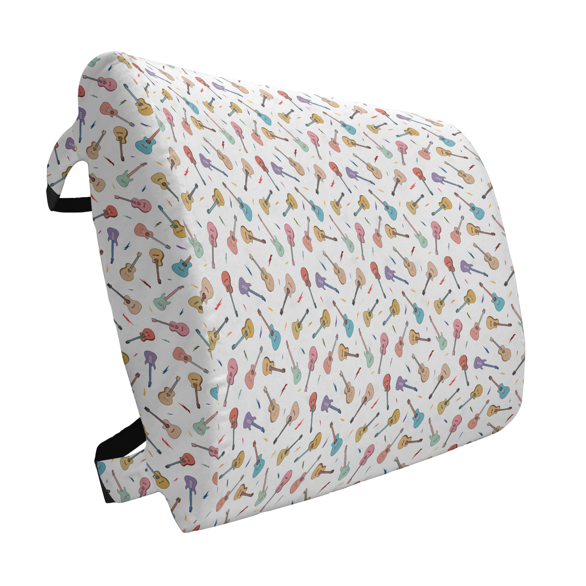 Guitar Lumbar Pillow, Rhythm and Melody Pattern with Colorful Acoustic ...