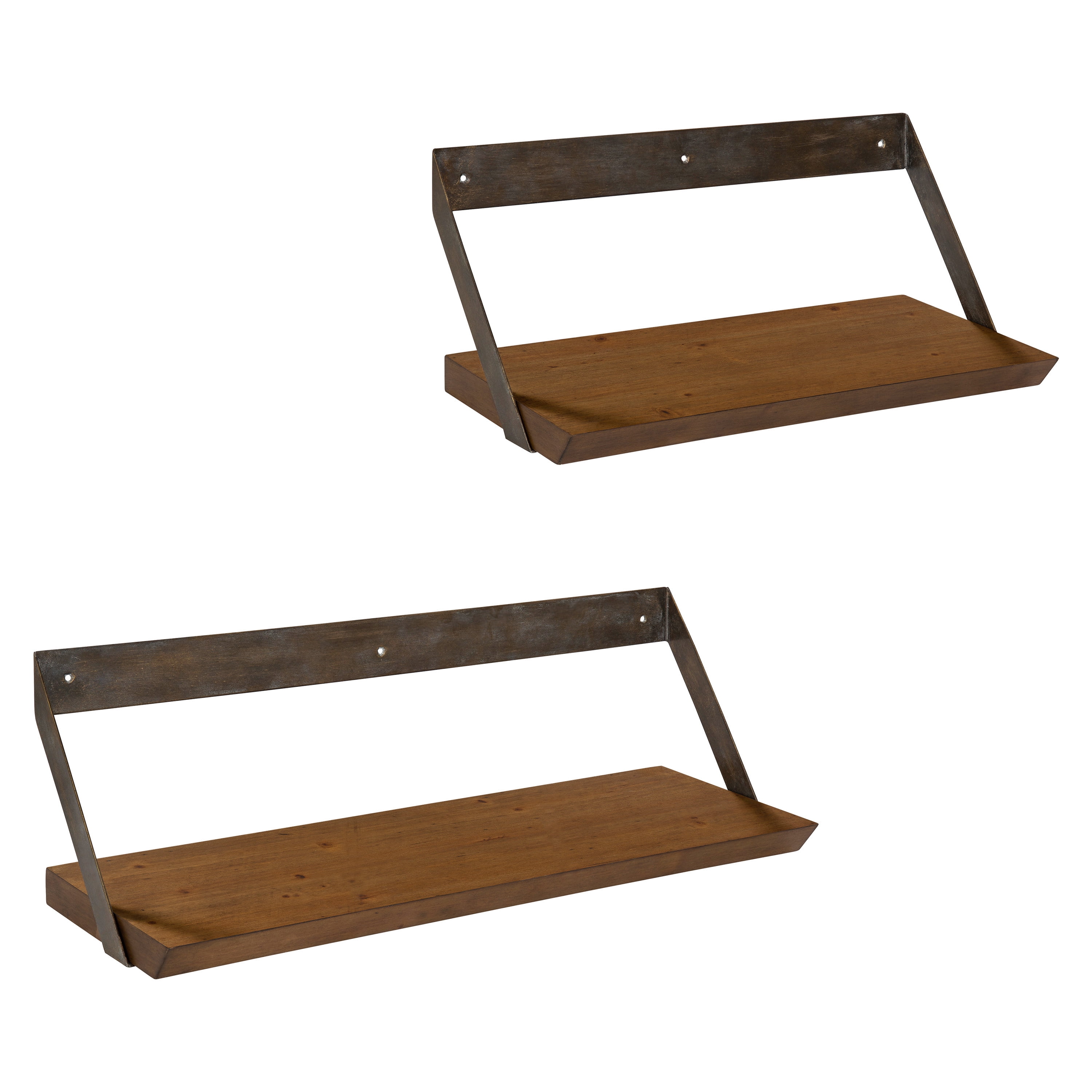 Kate and Laurel Rowan Wood and Metal Shelf Set, Brown 2 Piece - Walmart.com