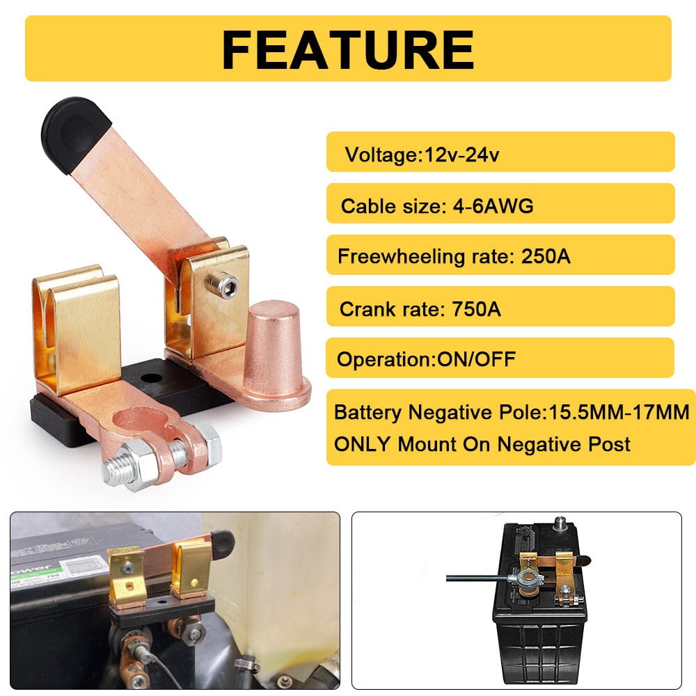 250A Isolator Power Cut Off Battery Disconnect Switch 12V 24V Top Post Knife Blade Series Switch ...