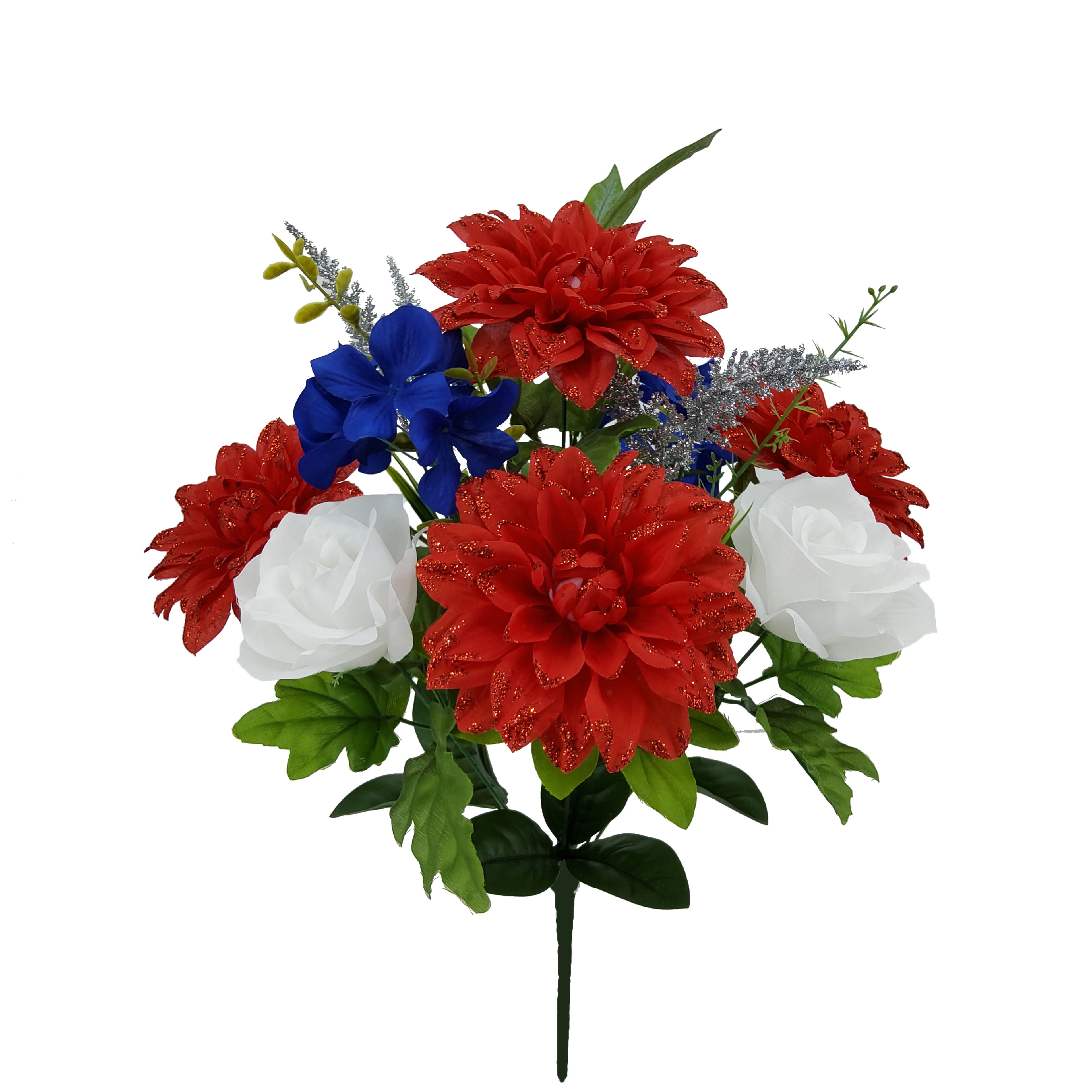 Mainstays 20.5" Artificial Flowers, Glittered Dahlia and Rose Mix ...