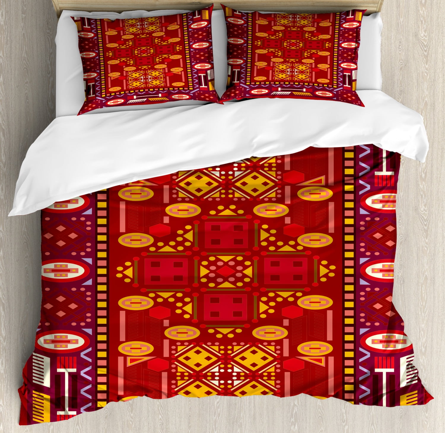 Afghan Queen Size Duvet Cover Set, Afghan Pattern with Eastern Folklore ...