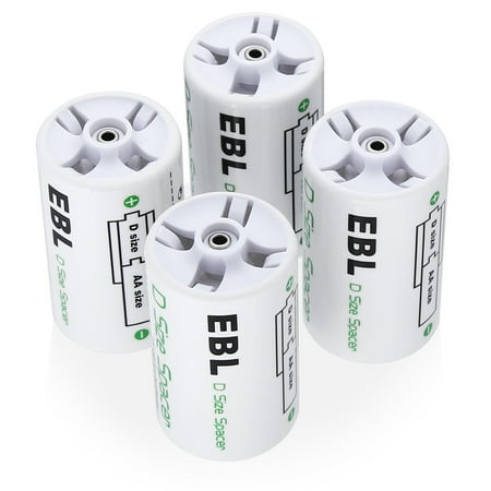 EBL D Size Battery Adapters, AA to D Size Battery Spacer Converter Case ...