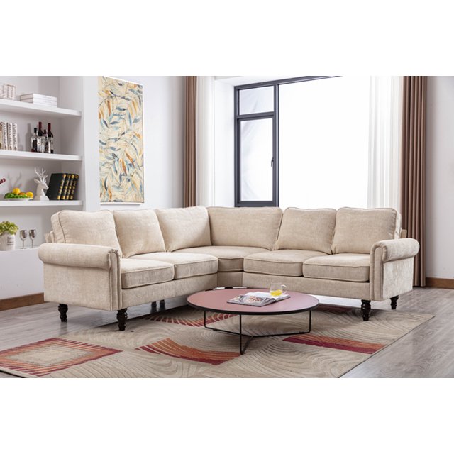 Convertible Sectional Sofa Couch, 90.5 Inch Symmetrical L-Shaped Corner ...