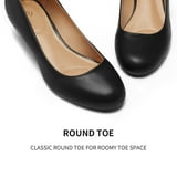 Pennysue Women's Low Wedge Pumps, Black Closed Toe Shoes, 2 Inch Heel ...