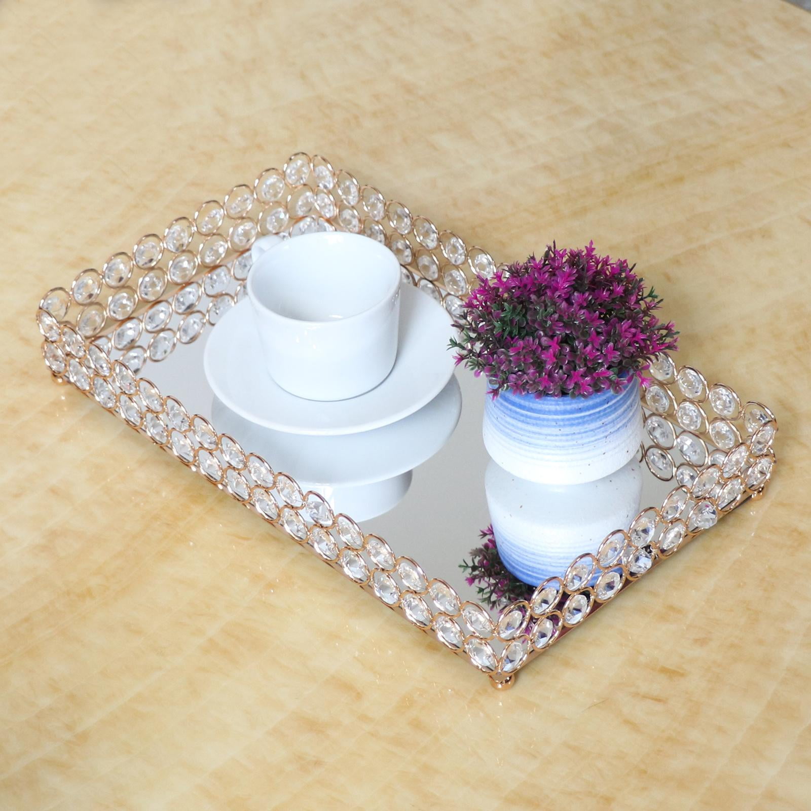 Decorative Makeup Vanity Trays Crystal Mirrored Trinket Ornate Perfume ...
