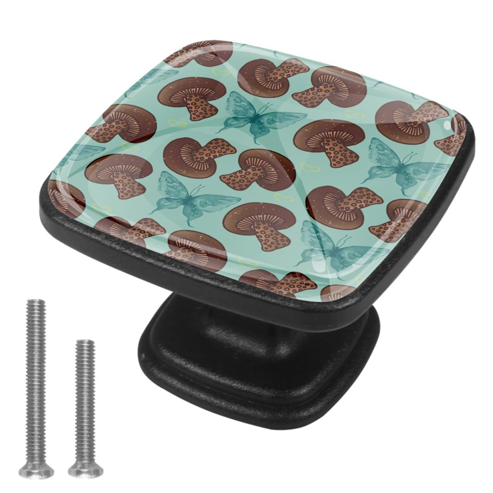 4 Pcs Cabinet Handle Drawer Pulls Mushroom Knobs with Screws Square ...