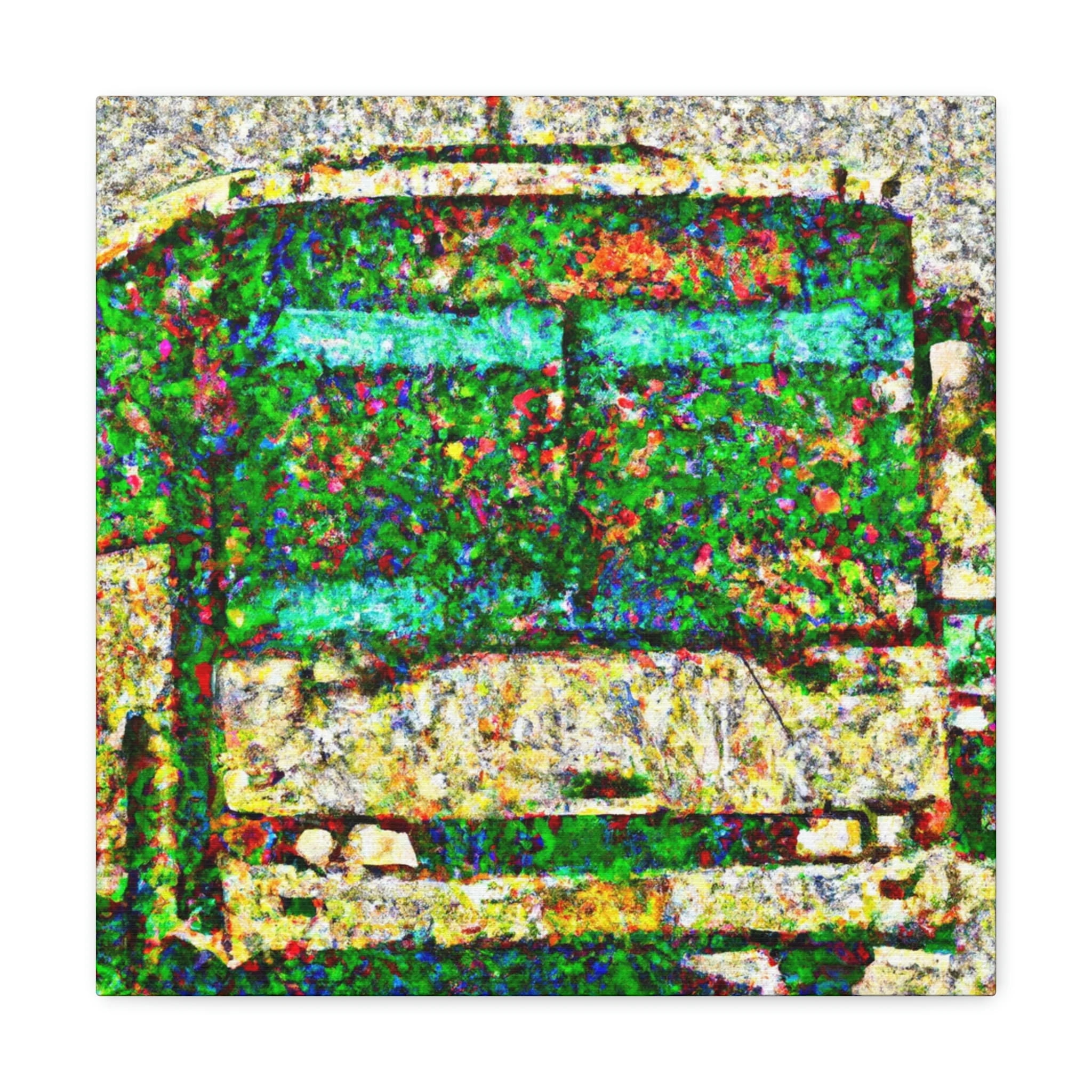 Bus in Pointillism - Canvas - Walmart.com
