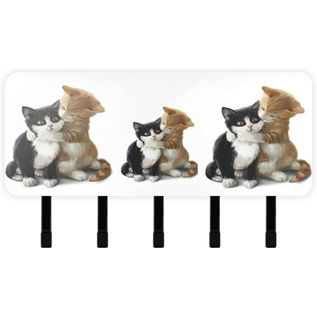 Kitten Black Orange Cat Key Holder for Wall Decorative Mail Organizer ...