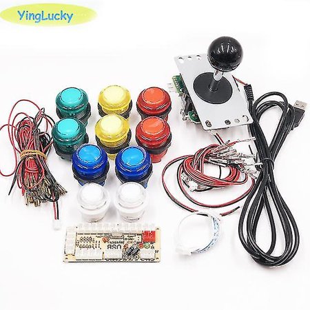2 Players Joystick Arcade Diy Kit Led Parts Button + Joysticks + Usb ...