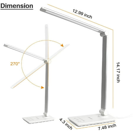 Desk Lamp, Led Desk Lamp with USB Charging Port, Wireless Charging Lamp ...
