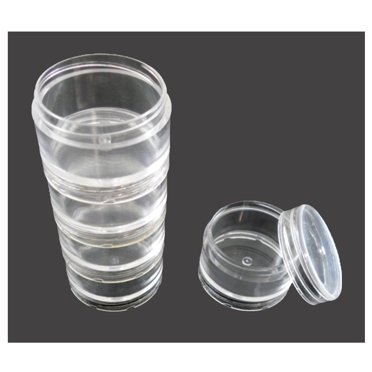 Storage Round Clear Container with Screw Lids For Small Items Organizer ...