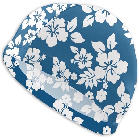 Hawaii Flowerswim Caps,Silicone Waterproof Comfy Bathing Cap Swimming ...
