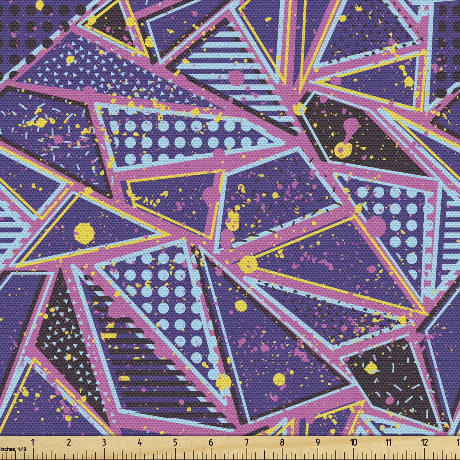 Grunge Fabric by the Yard, Retro Art of Paintbrush Spots Circles ...