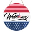 4th of July Patriotic Wooden Welcome Sign, American Flag Design Door ...