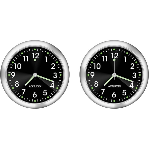 Veanic 2-Pack Analog Car Clock, Luminous Quartz Clock, Mini Stick On ...