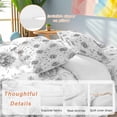Black White Floral 4 Piece Duvet Cover Set Queen Size Watercolors ...
