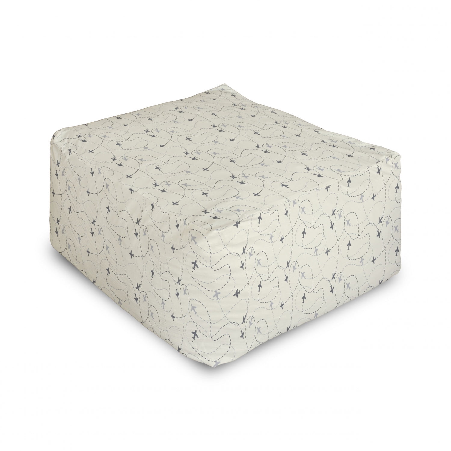 Travel Rectangle Pouf, Airline Route Map Destination Theme Textured ...