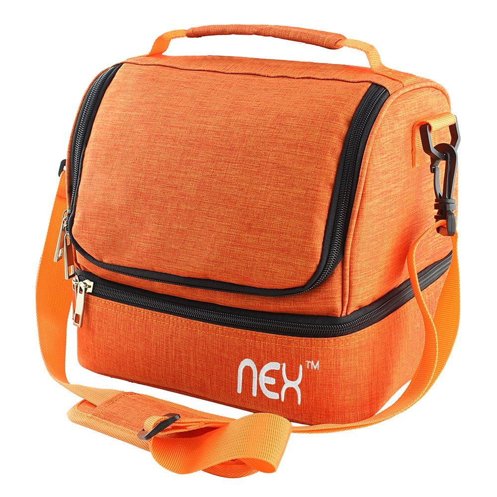 Large Double-cooler Insulated Lunch Box, Adjustable Shoulder Strap and ...
