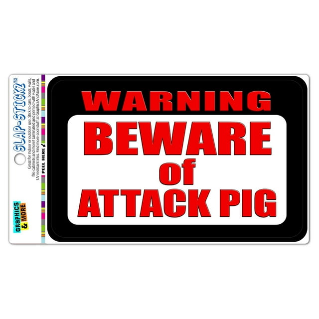 Warning Beware of Attack Pig SLAP-STICKZ(TM) Automotive Car Window ...