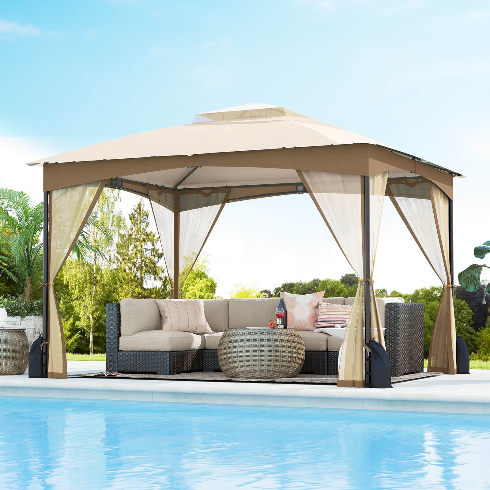 Click here for Costway 10 X 12 Ft Patio Gazebo With Netting Walls... prices