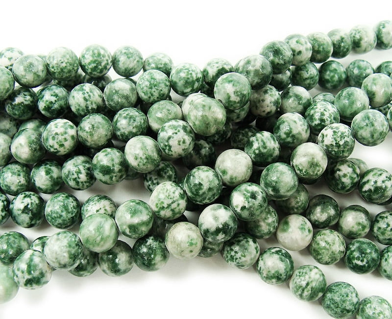 10mm Green Spot Jasper Round Beads Genuine Gemstone Natural Jewelry ...
