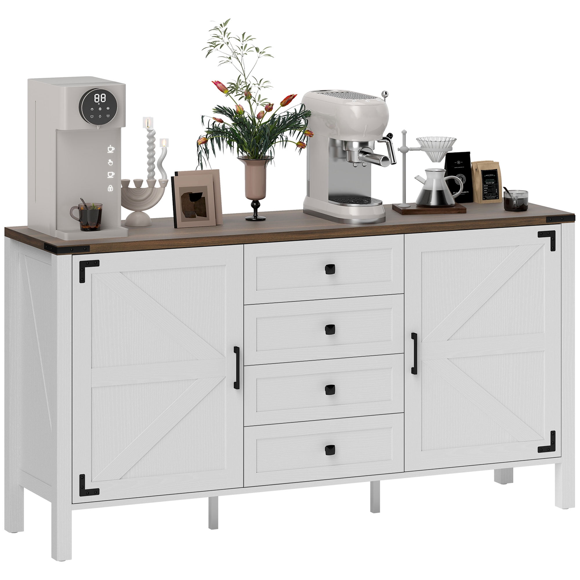 Click here for Homcom 59 Farmhouse Sideboard Buffet Cabinet With... prices