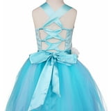 iEFiEL Little Big Girls Cross Back Flower Girl Dress Wedding Tulle ...