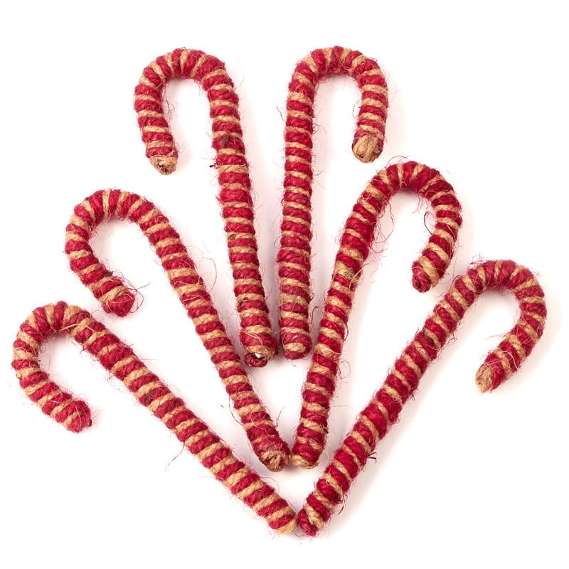 Natural and Red Jute Candy Canes | for Holiday Party Decor | 24 Candy ...
