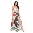 Abstract Leaves Pattern Women's Swimwear Cover Ups Strappy Beach Dress ...