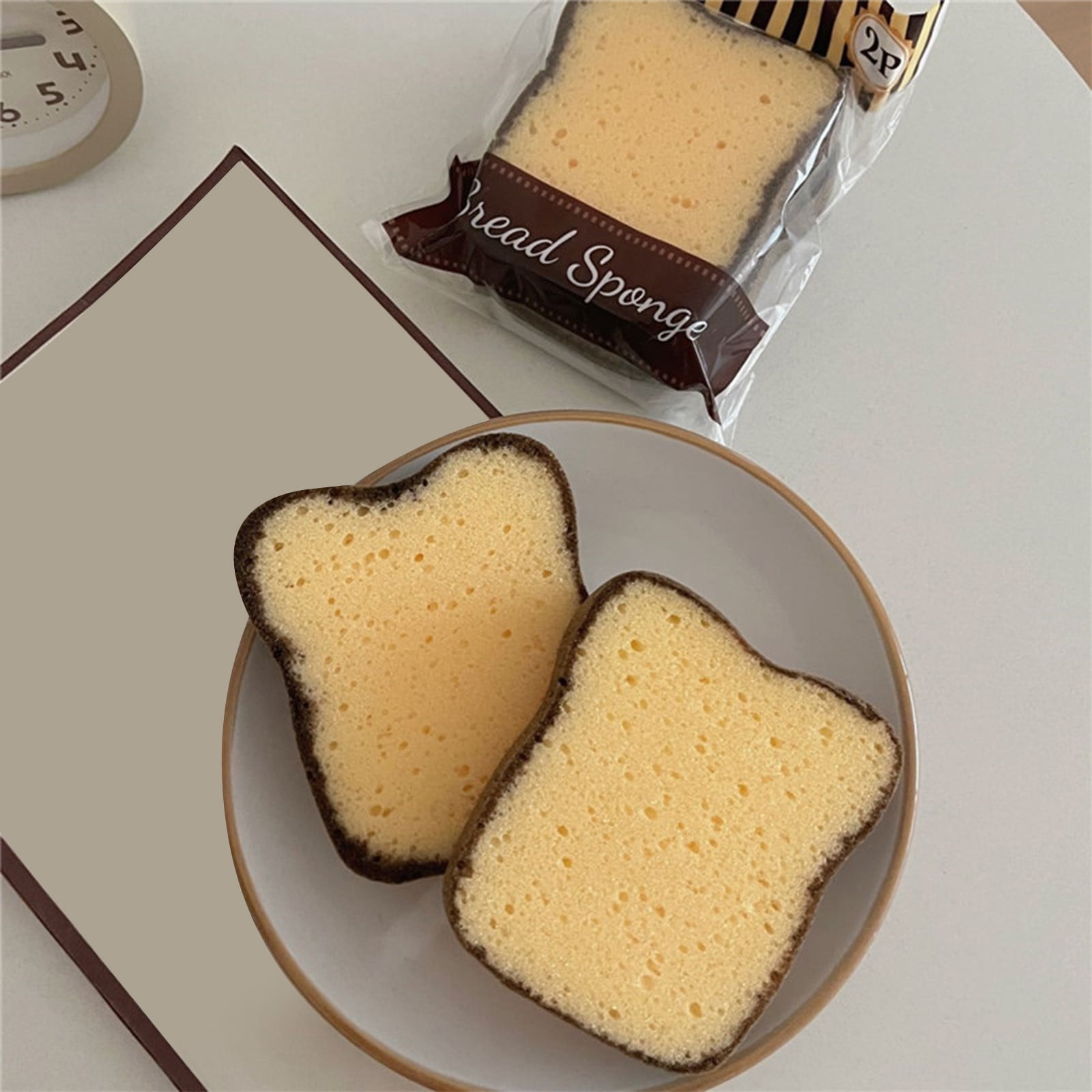 Boovnll Sponges, Japanese Cute Toasts Bread Slices Dish Towel Sponge ...