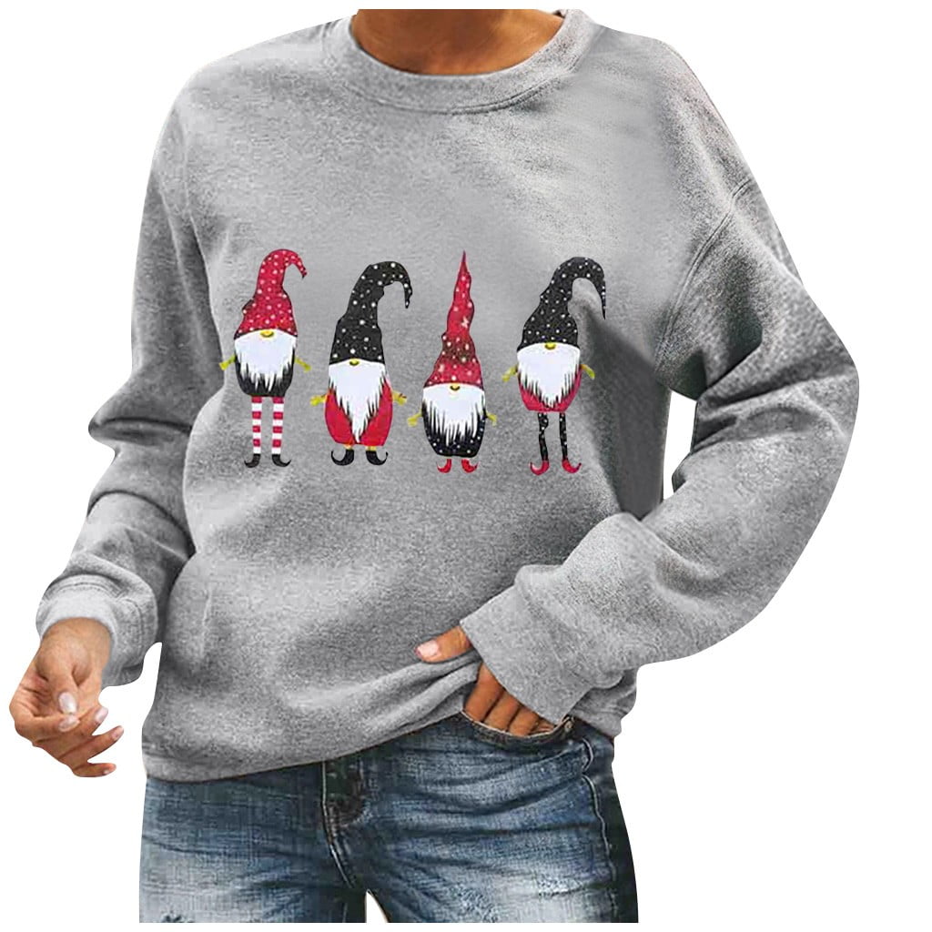 USSUMA Ladies Christmas Gnome Funny Tunic - Tunic Sweaters For Women ...