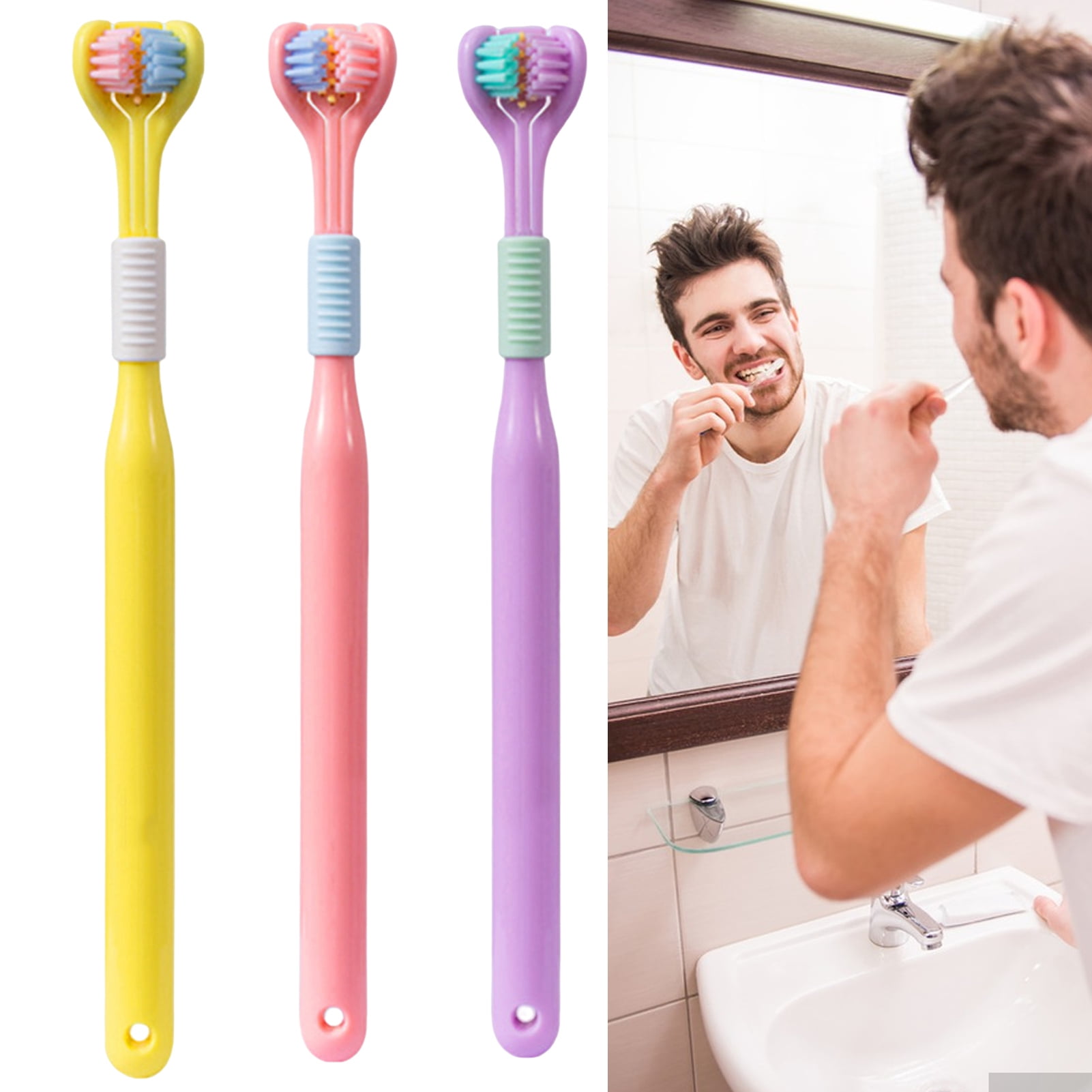 harmtty Adult Toothbrush Comfortable Grip Ergonomics Non-Slip Tooth ...