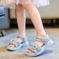 BOOMNY Girl's Sandals Open Toe Flat Sandals for Kids Adjustable Strap ...