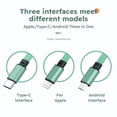 3 In 1 Retractable USB Cable Fast Charging Data Cord For Iphone Samsung ...