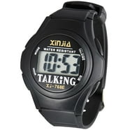 Ladies Touch Talking Watch - Large Face - Blue Rubber Band - Walmart.com