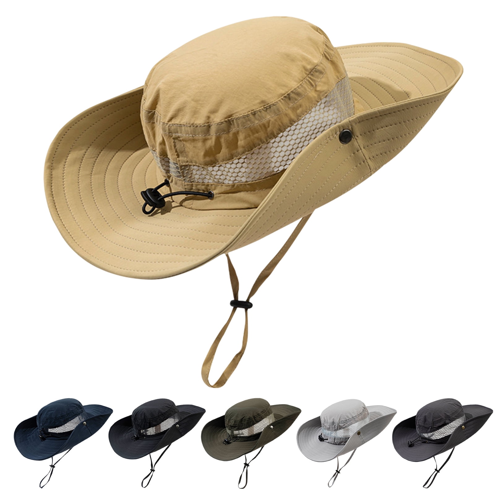 Hesroicy Fishing Hat Breathable Quick Dry Wide Brim Cowboy Style ...