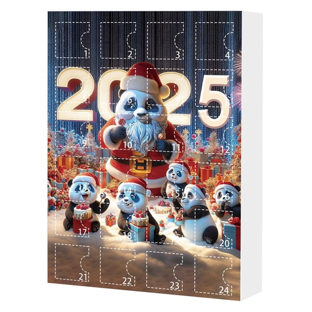 Calendario de cuenta regresiva para Navidad 2025 con adorable panda ...
