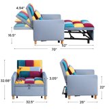 Aukfa 3-in-1 Sleeper Chair, Convertible Pull Out Chair Bed for Small ...