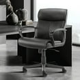 Gianna PU Leather Mid-back Office Chair with Fixed Padded Armrests for ...