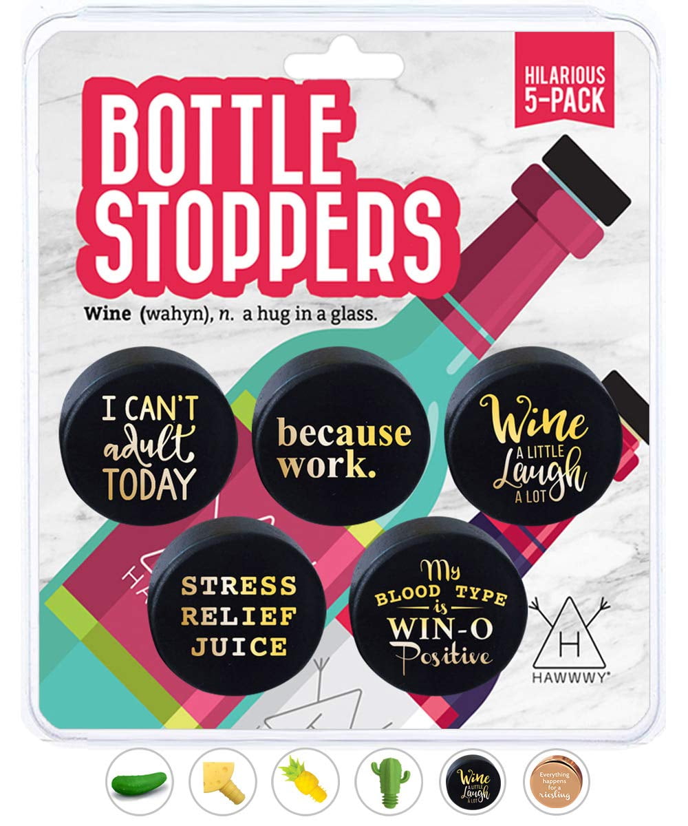 Hawwwy Funny Wine Stopper + Gift Box "Drink Until It's Fine-Apple" Set ...
