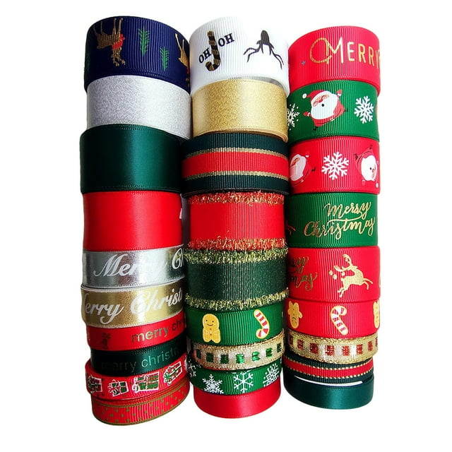 28Pcs Christmas Ribbon for Gift Wrapping, Winter Holiday Ribbons ...