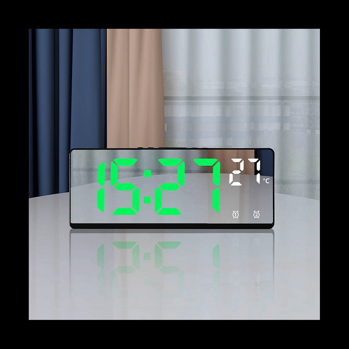 Control de Voz Reloj Despertador con Espejo Temperatura Digital Alarma ...